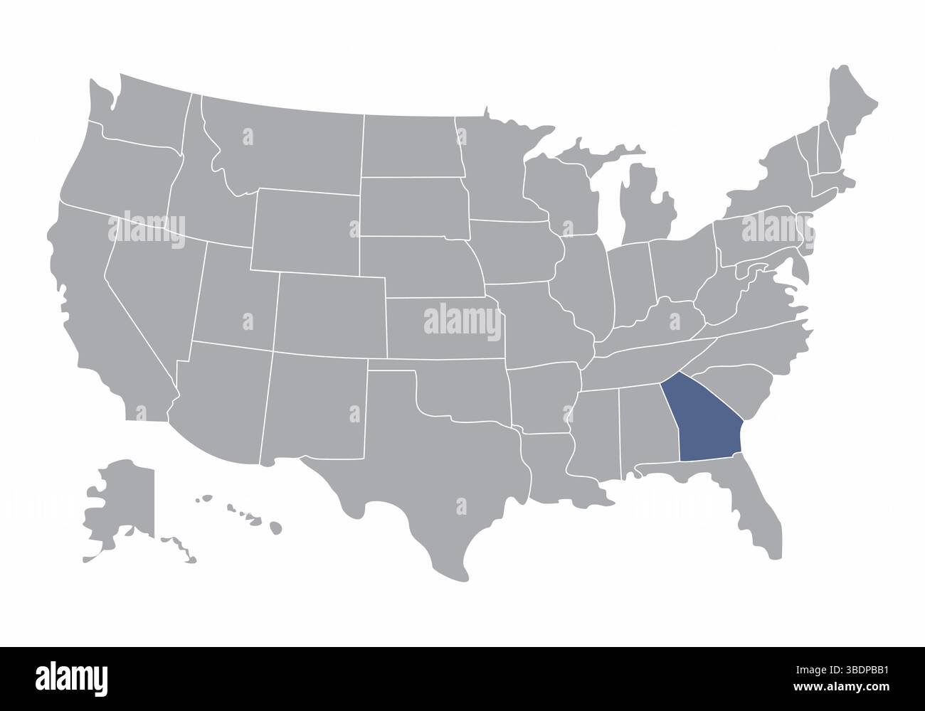 The administrative map of USA with the highlighted Georgia State Stock ...