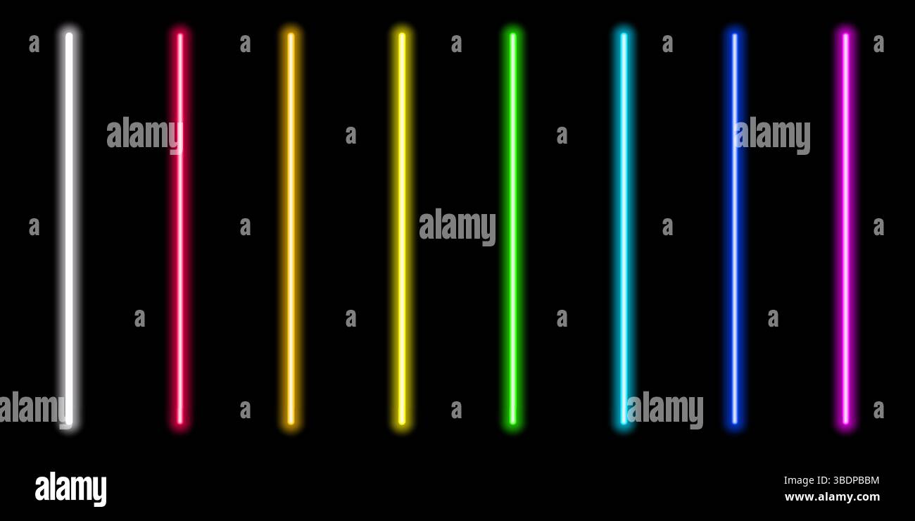 Neon glow sticks. Fluorescent laser rays. Beams of light Stock Vector ...