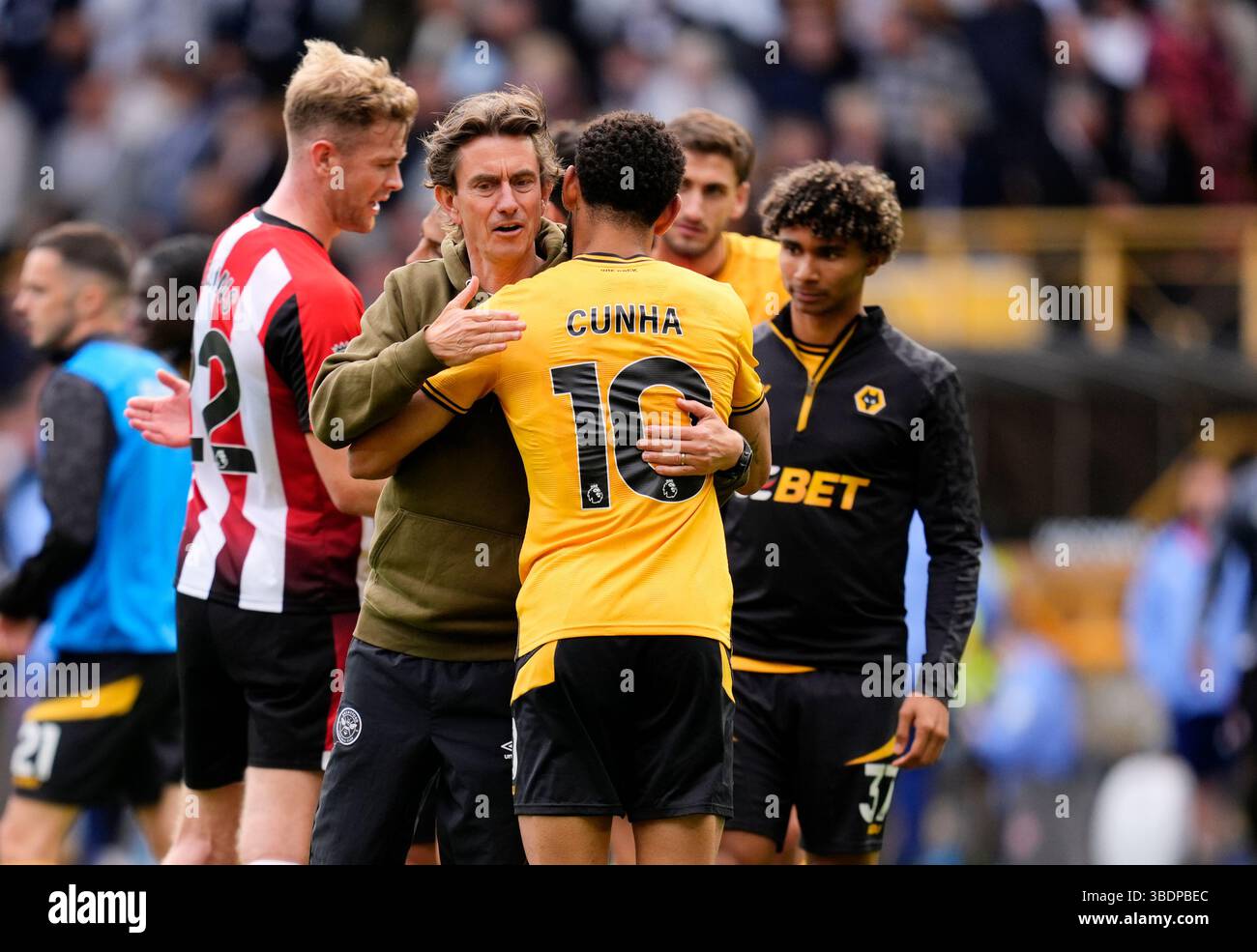 Brentford manager Thomas Frank and Wolverhampton Wanderers' Matheus ...