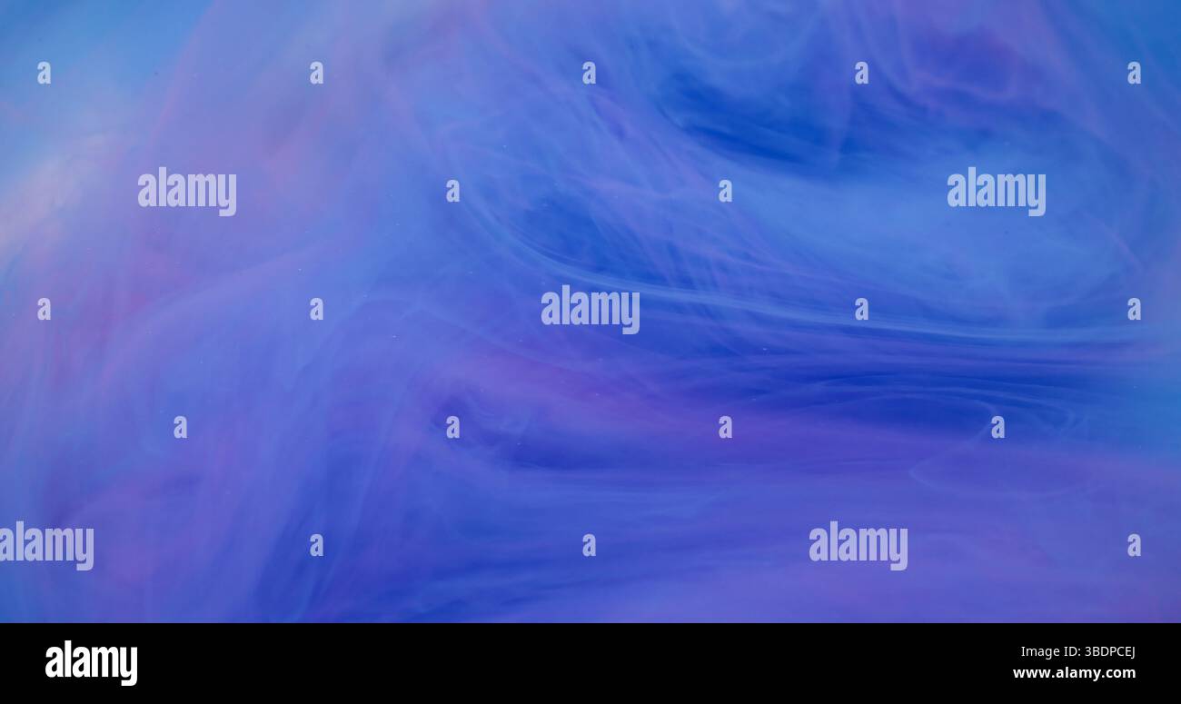 Ethereal vapor. Flow art. Defocused blue pink color mix liquid ink ...