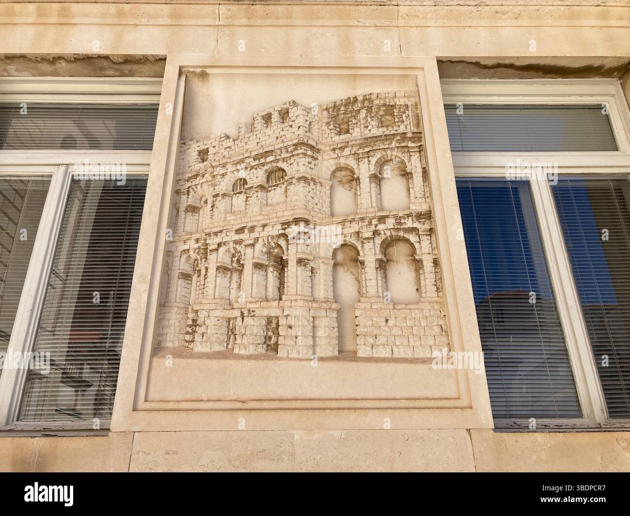 Historic stone relief carvings in central Zadar, depicting ancient ...