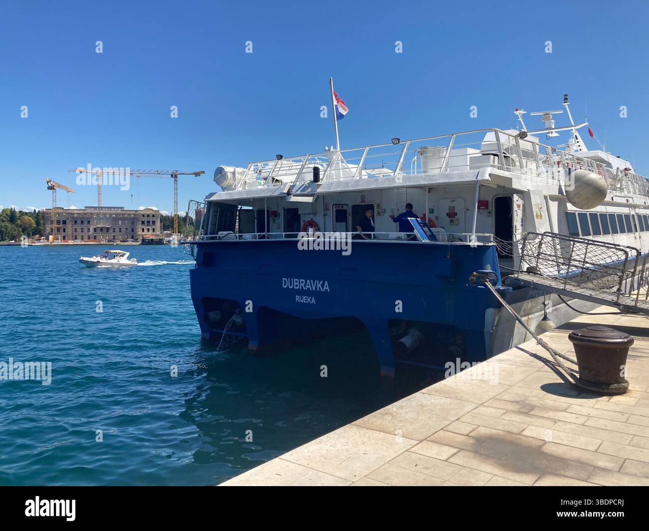 Passenger boats docked at Zadar harbour, a busy Adriatic port known for ...