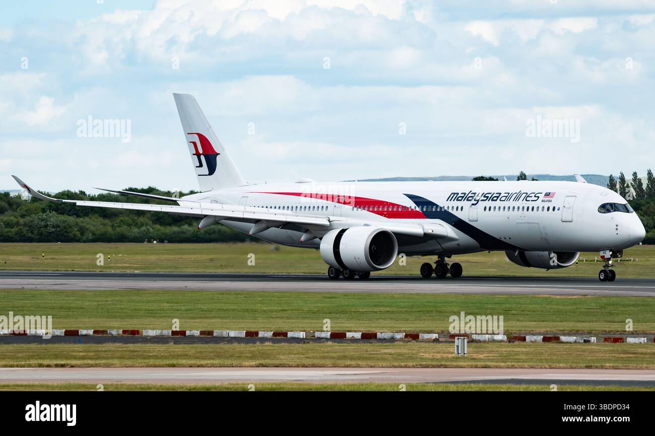 Manchester, UK, Sunday 25th May 2025; a Malaysia Airlines Airbus A350 ...
