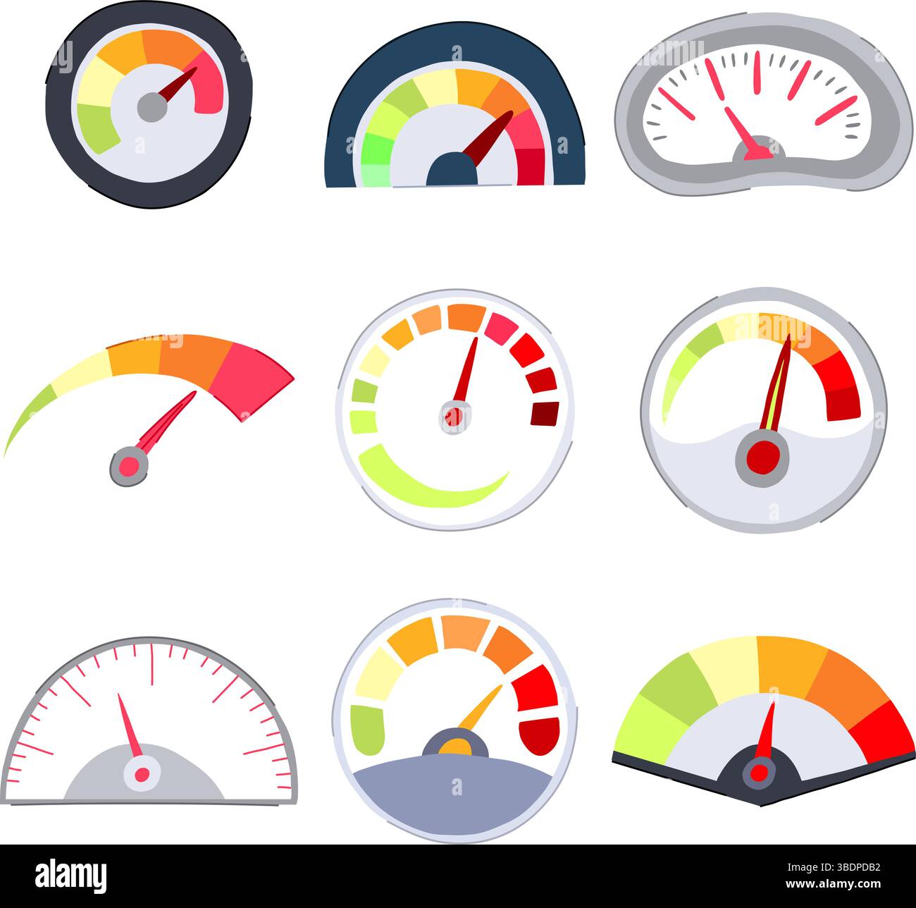 speedometer set cartoon vector illustration Stock Vector Image & Art ...