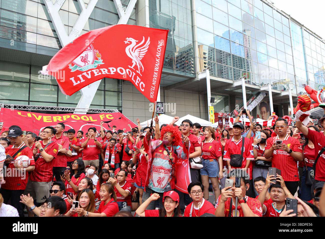 A general view of the atmosphere Liverpool fans take part National Reds ...