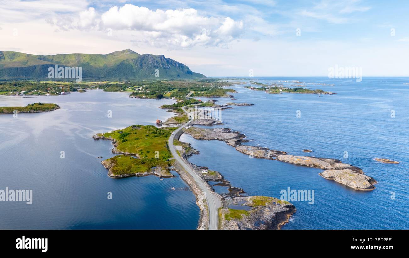 Breathtaking view of Norways coastline featuring lush greenery, rocky ...