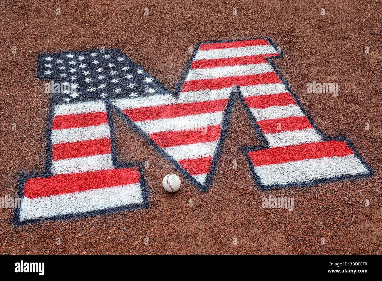 HOOVER, AL - MAY 25: The Ole Miss M logo is painted in the American ...