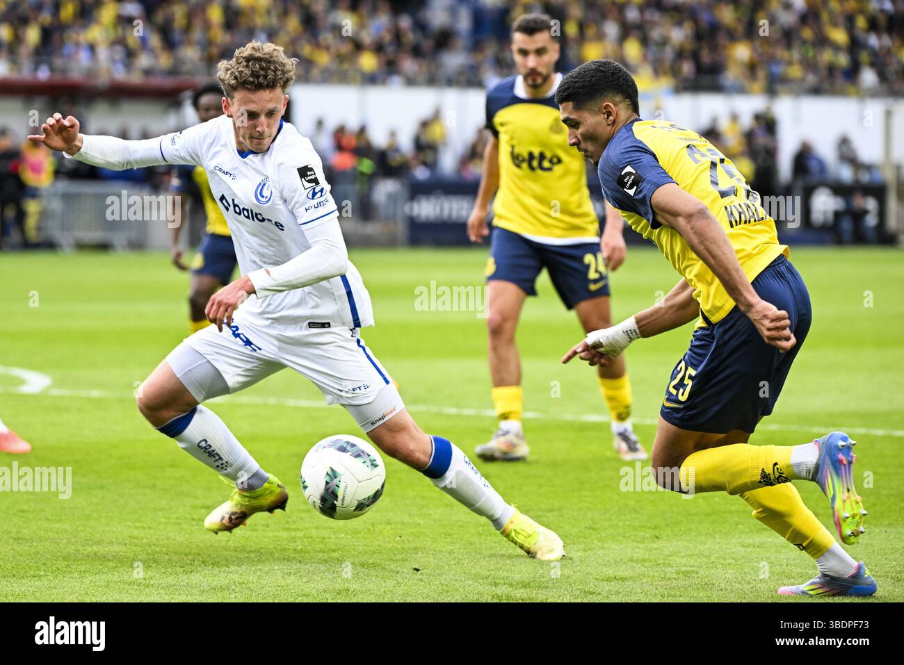 Brussels, Belgium. 25th May, 2025. Gent's Gilles De Meyer and Union's ...