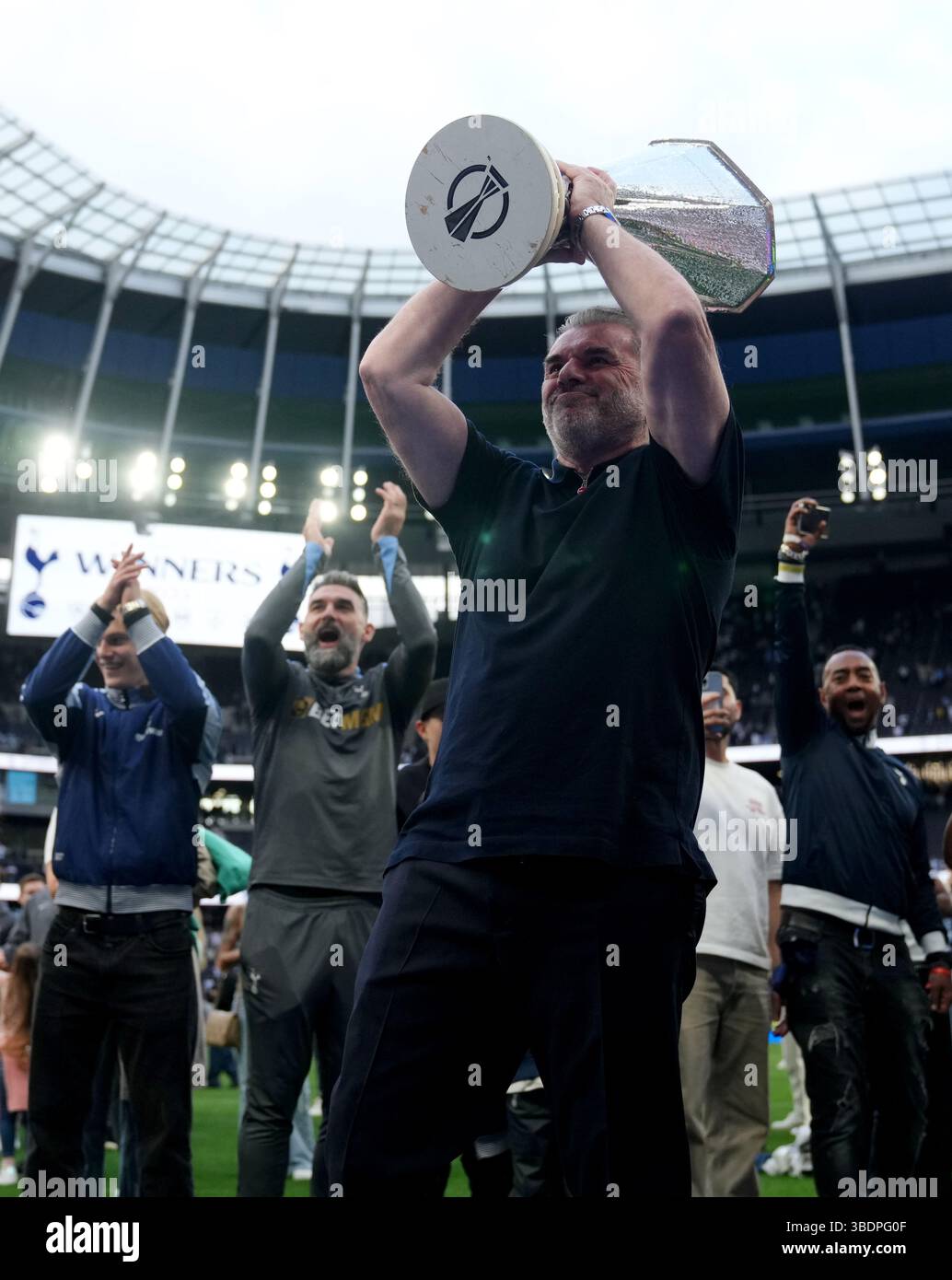 Tottenham Hotspur manager Ange Postecoglou with the UEFA Europa League ...