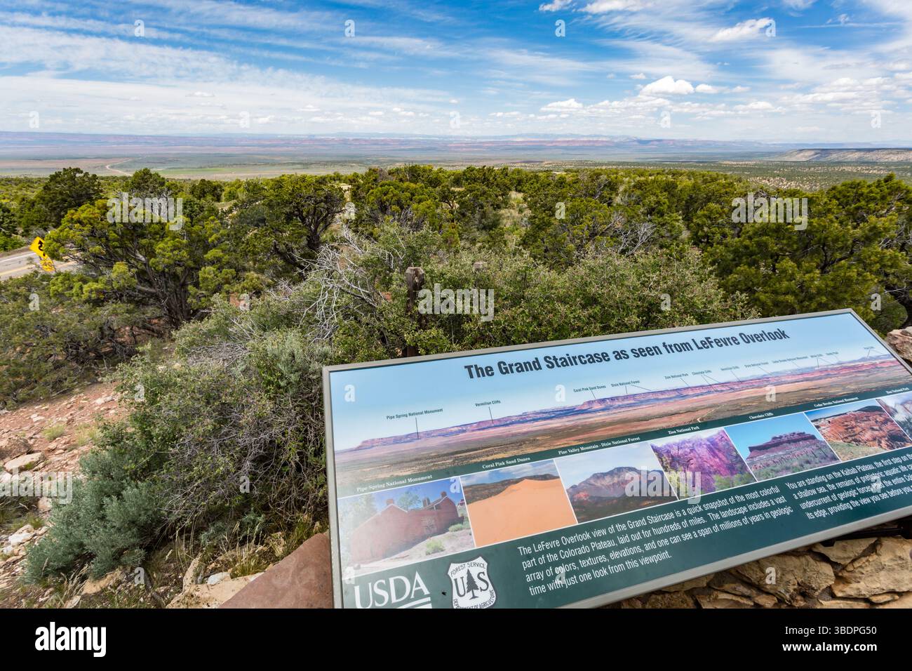Informative sign at the LeFevre Overlook showing the layers of the ...