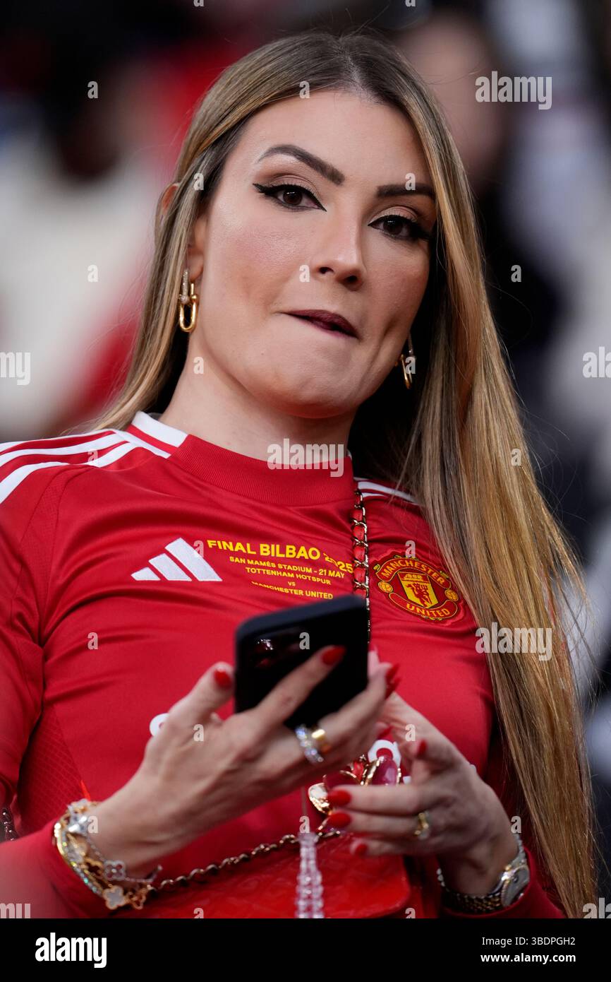 Bilbao, Spain. 21st May, 2025. Caemiro's wife Anna Mariana looks on ...