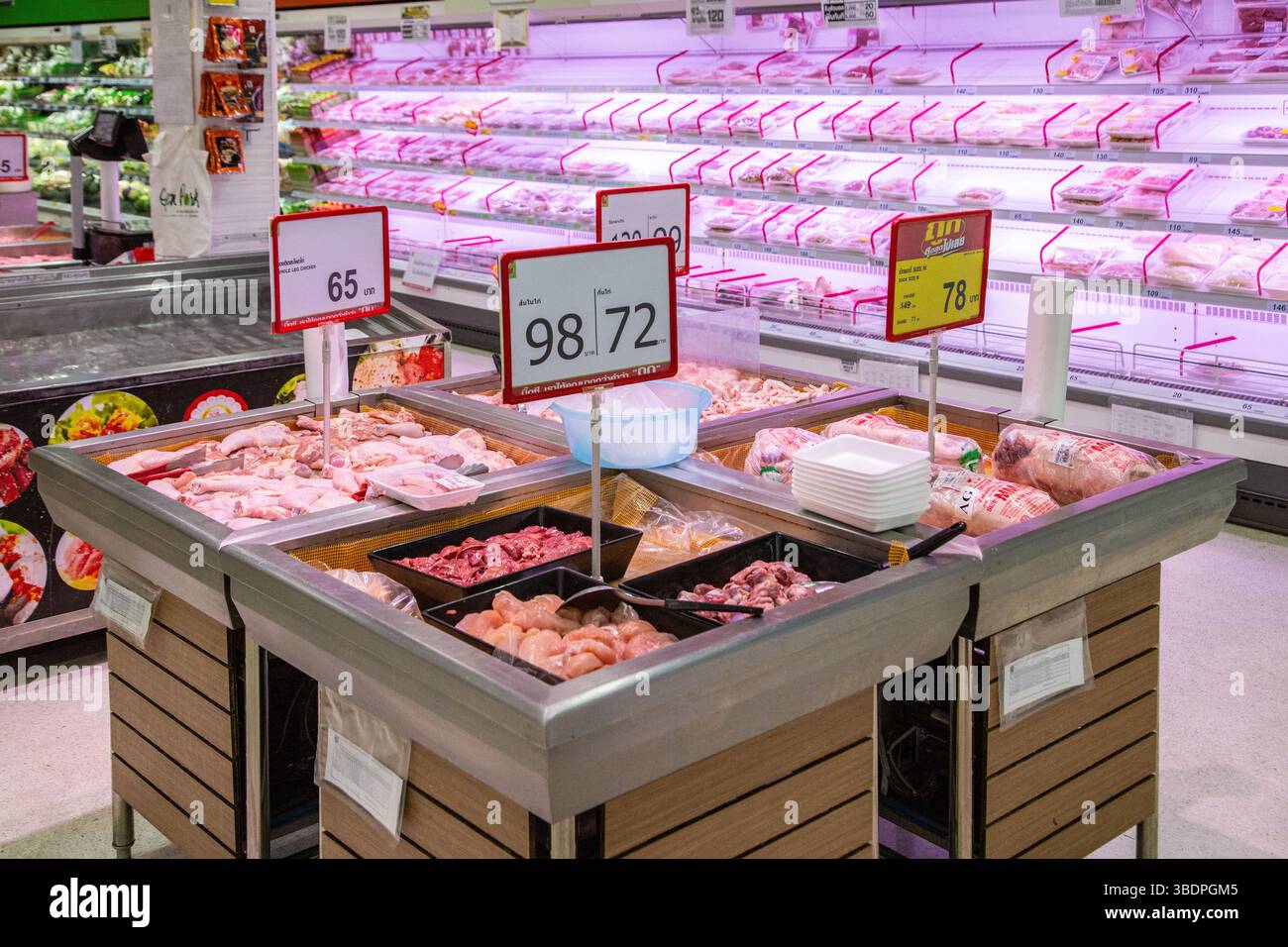 Meat section of the Big C Supercenter in Chiang Rai, Thailand Stock ...