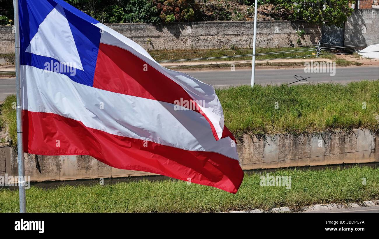 flag of Bahia on flagpole salvador, bahia, brazil - april 3, 2025: flag ...