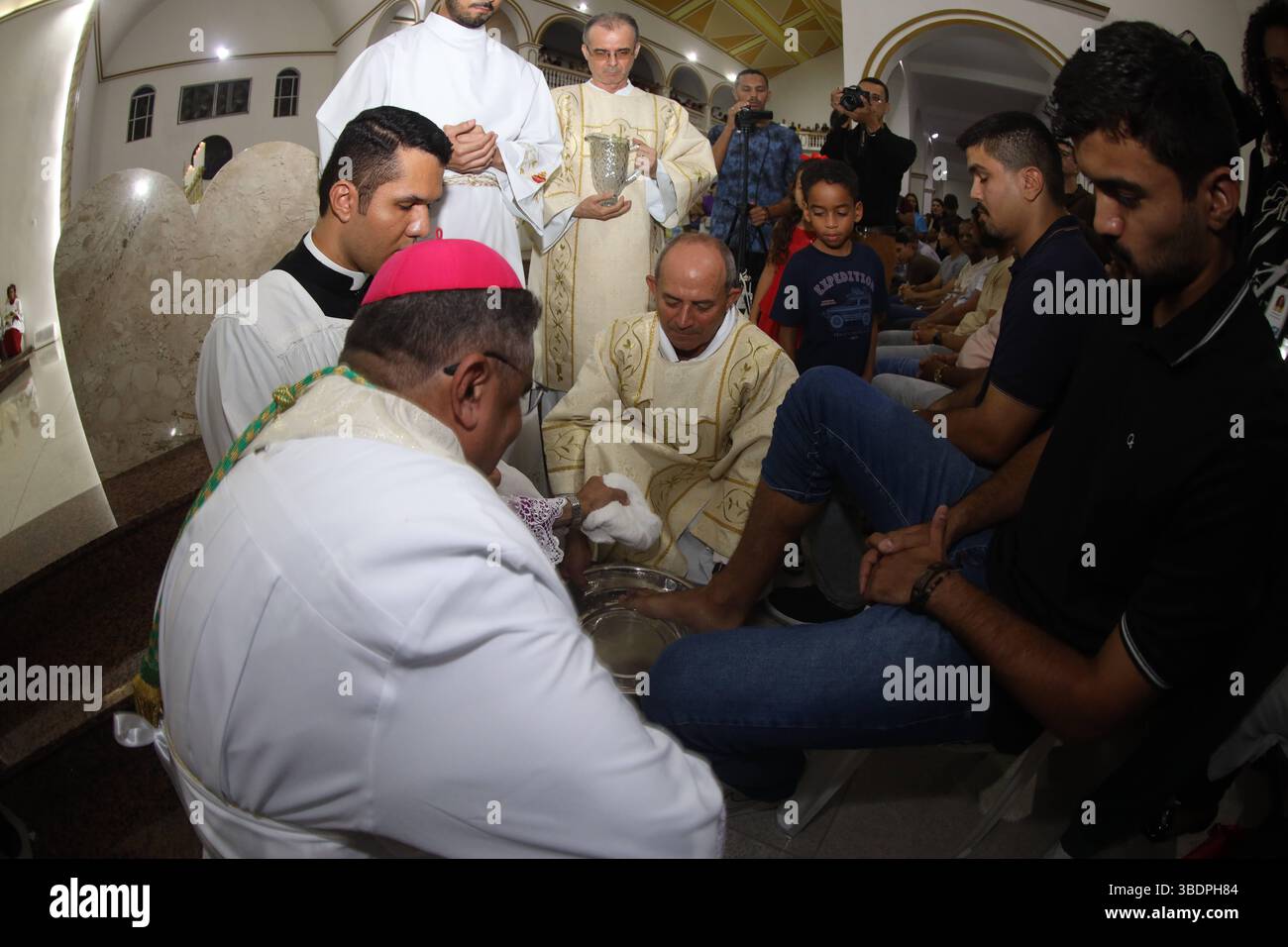 foot washing ceremony at catholic mass serrinha, bahia, brazil - april ...