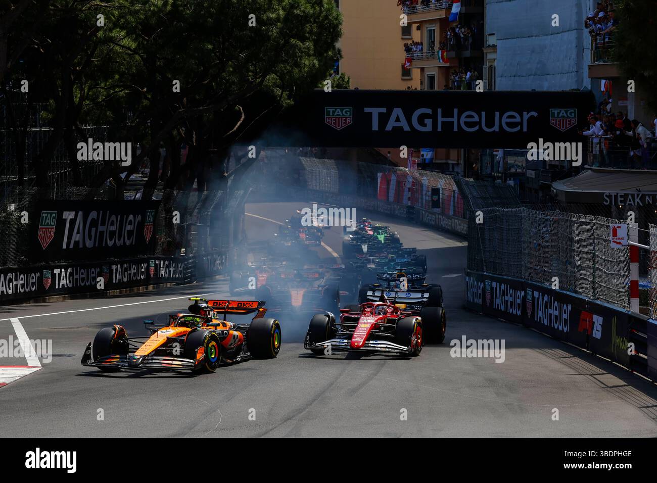 Monte-Carlo, Monaco. 25th May, 2025. Start, #4 Lando Norris (GBR, McLaren F1 Team), #16 Charles ...