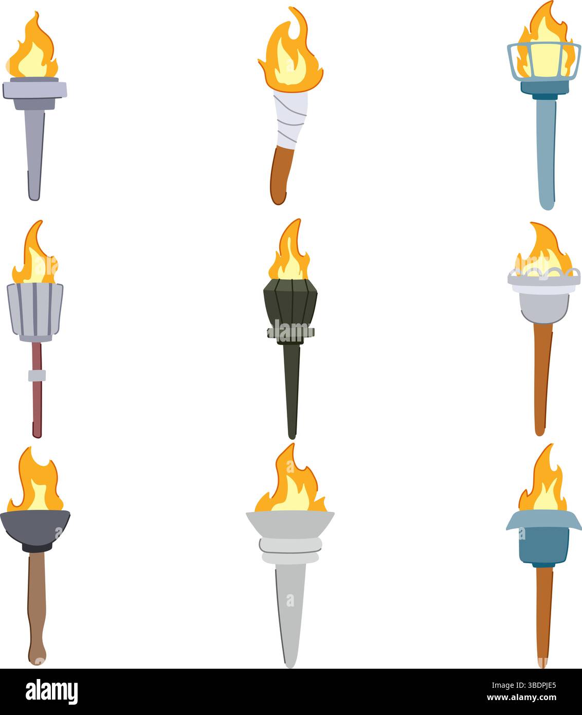 torch fire set cartoon vector illustration Stock Vector Image & Art - Alamy