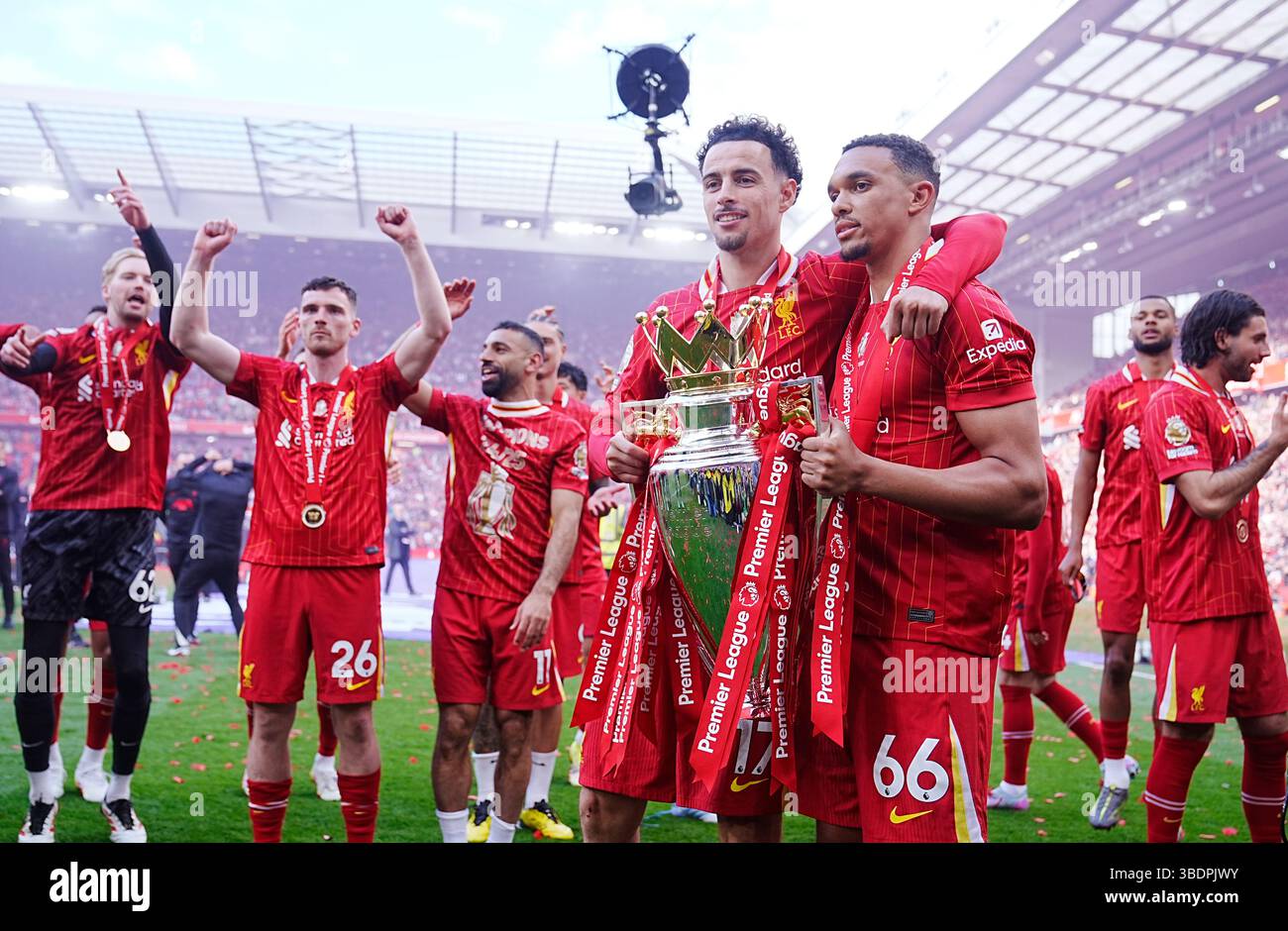 Liverpool's Trent Alexander-Arnold (right) and Curtis Jones celebrate ...