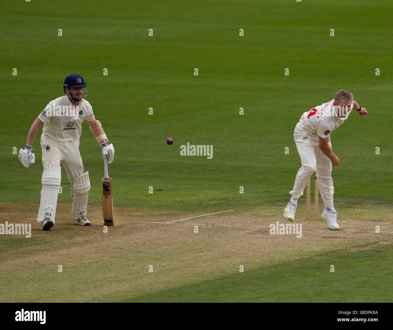 Cardiff,UK, 25 May 2025 Tim van der Gugten of Glamorgan bowls during ...
