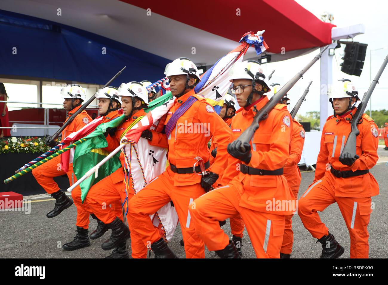 group of firefighters at barracks simoes filho, bahia, brazil - march ...