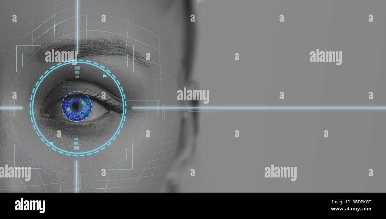 High-tech eye scan showcasing biometric identification technology in a ...