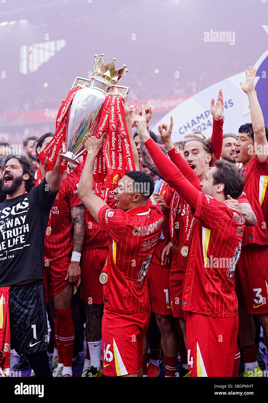 Liverpool's Trent Alexander-Arnold and team-mates celebrate with the ...