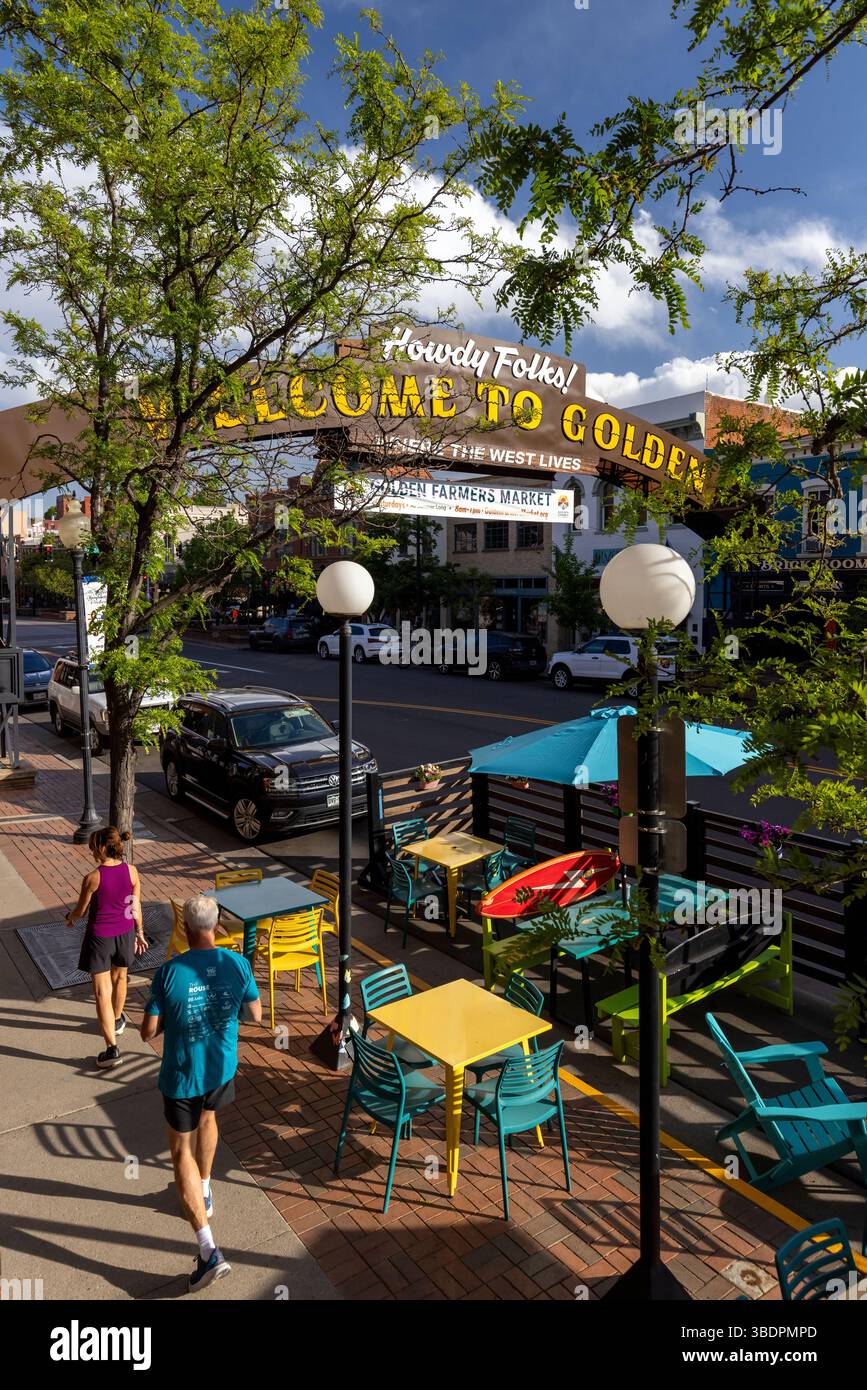 Welcome to Golden sign in downtown Golden, Colorado, USA Stock Photo ...