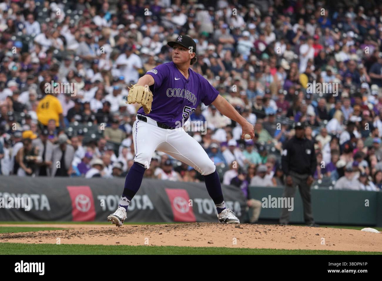 May 234 2025: Colorado pitcher Ryan Rolison (50} throws a pitch during ...