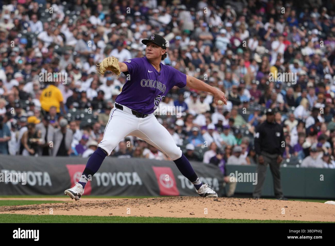 May 234 2025: Colorado pitcher Ryan Rolison (50} throws a pitch during ...