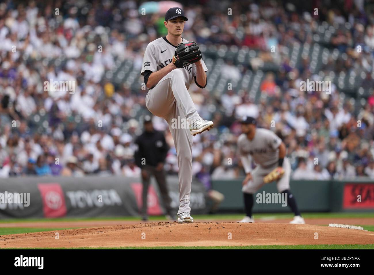 May 234 2025: New York pitcher Max Fried (54} throws a pitch during the ...