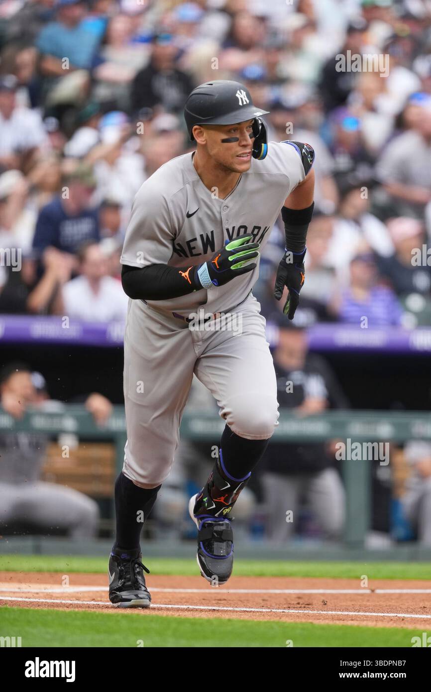 May 234 2025: New York right fielder Aaron Judge (99} hits a homer ...