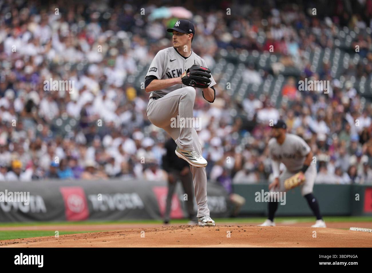 May 234 2025: New York pitcher Max Fried (54} throws a pitch during the ...