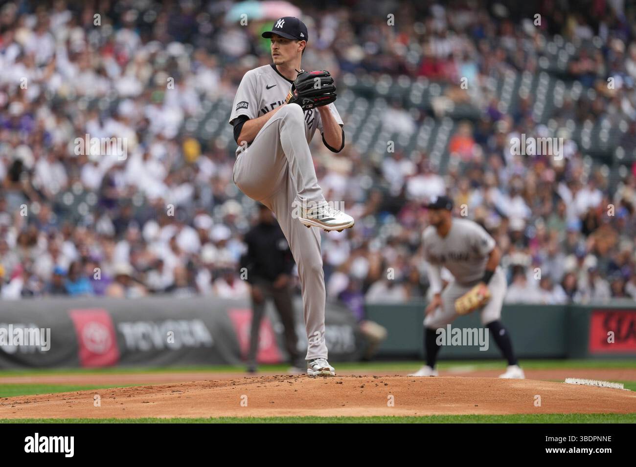 May 234 2025: New York pitcher Max Fried (54} throws a pitch during the ...