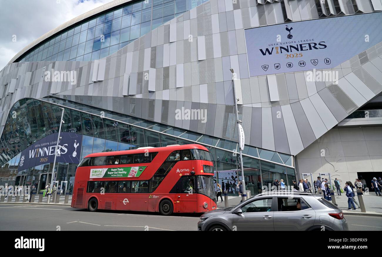 London, UK. 25th May, 2025. Winners banner outside the ground during ...