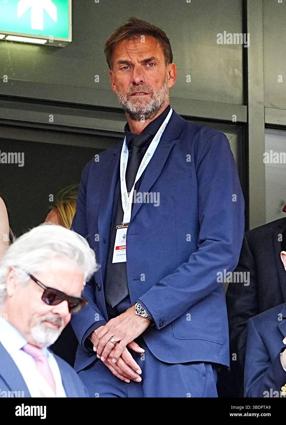 Former Liverpool manager Jurgen Klopp (centre) and Liverpool owner John ...