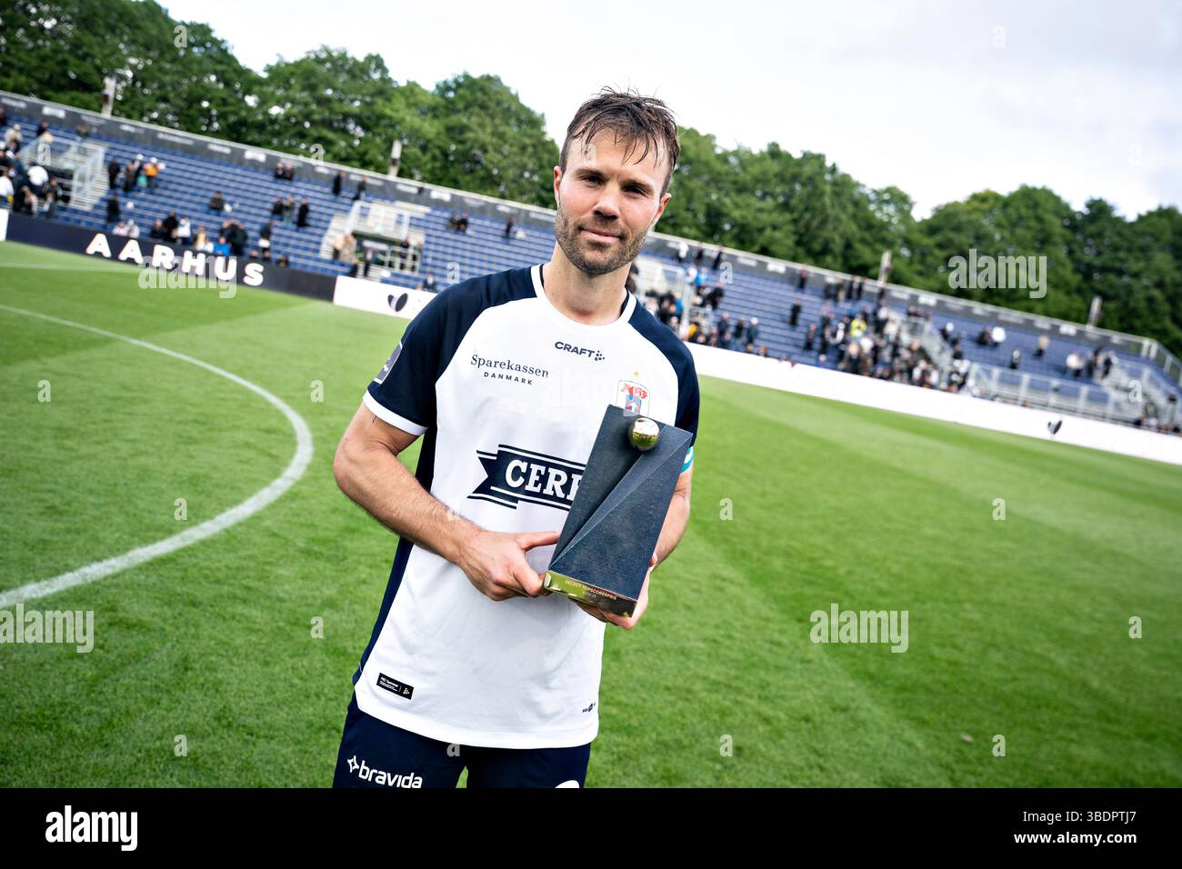 Aarhus, Denmark. 25th May, 2025. AGF's Patrick Mortensen with the ...