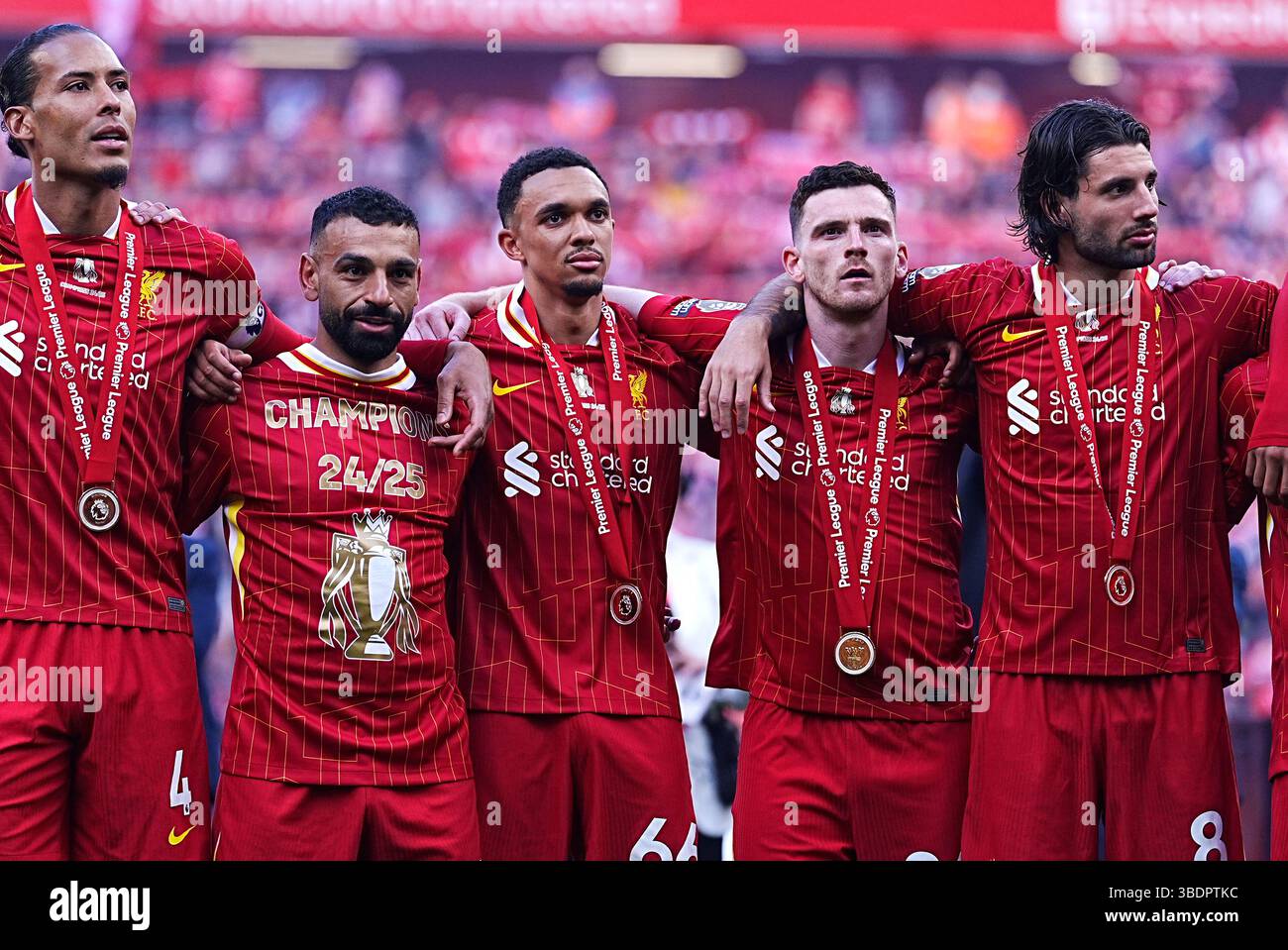 Liverpool's Virgil van Dijk (left), Mohamed Salah, Trent Alexander ...