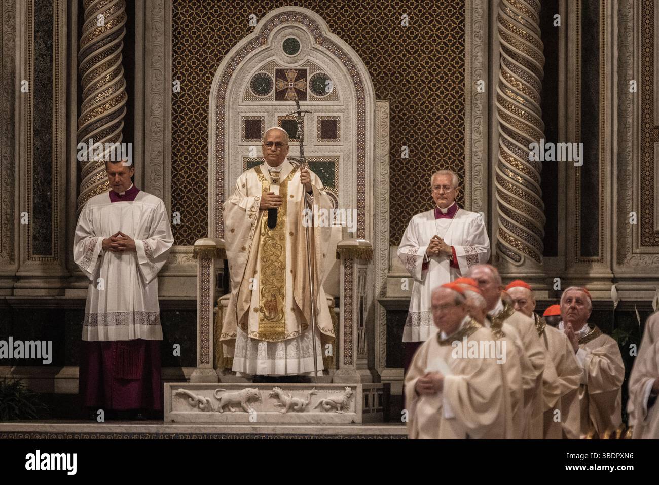Rom, Italy. 25th May, 2025. Pope Leo XIV during mass in the Basilica of ...