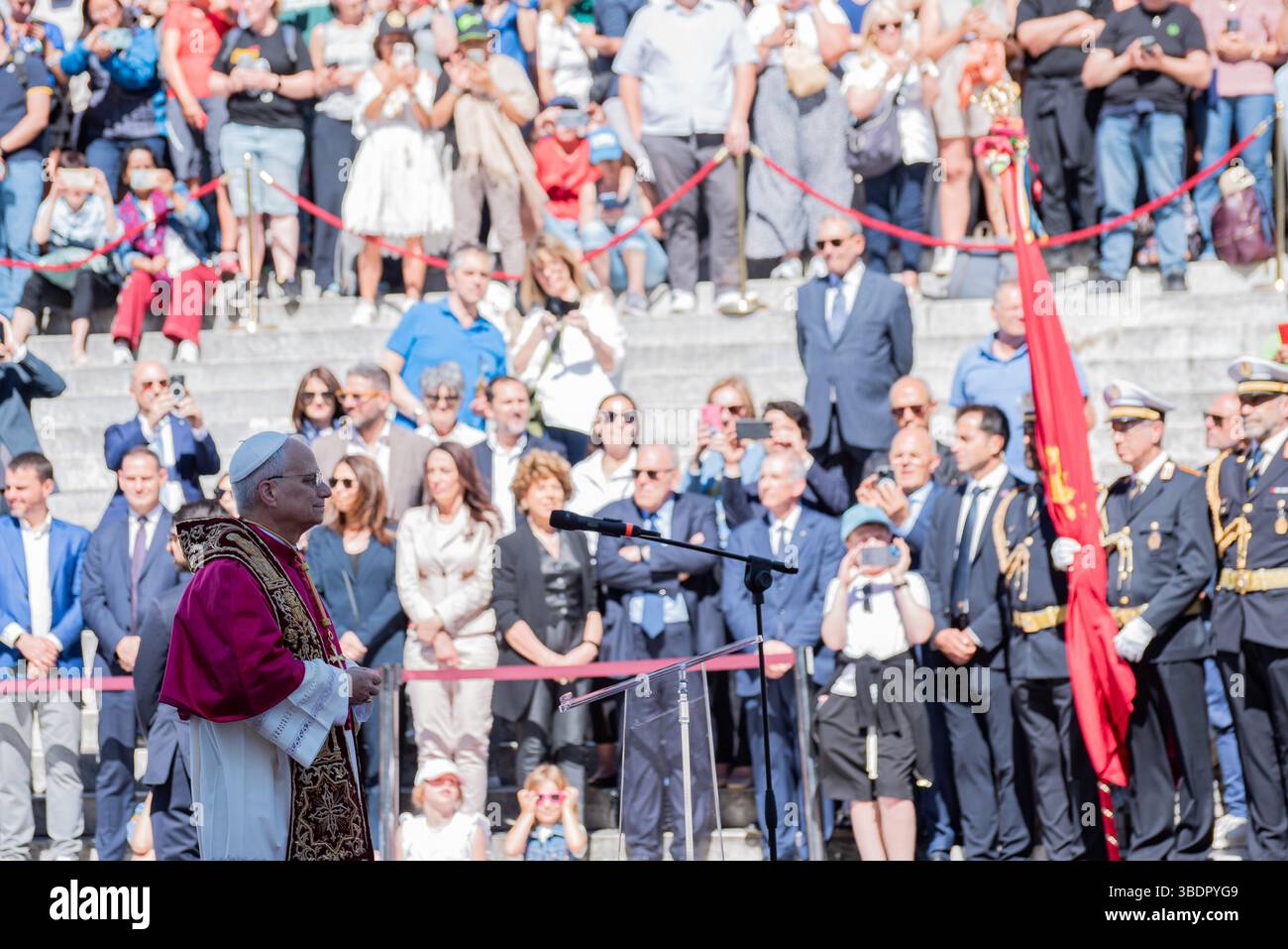 Rome, Italy. 25th May, 2025. Pope Leo XIV seen during the ceremony in ...