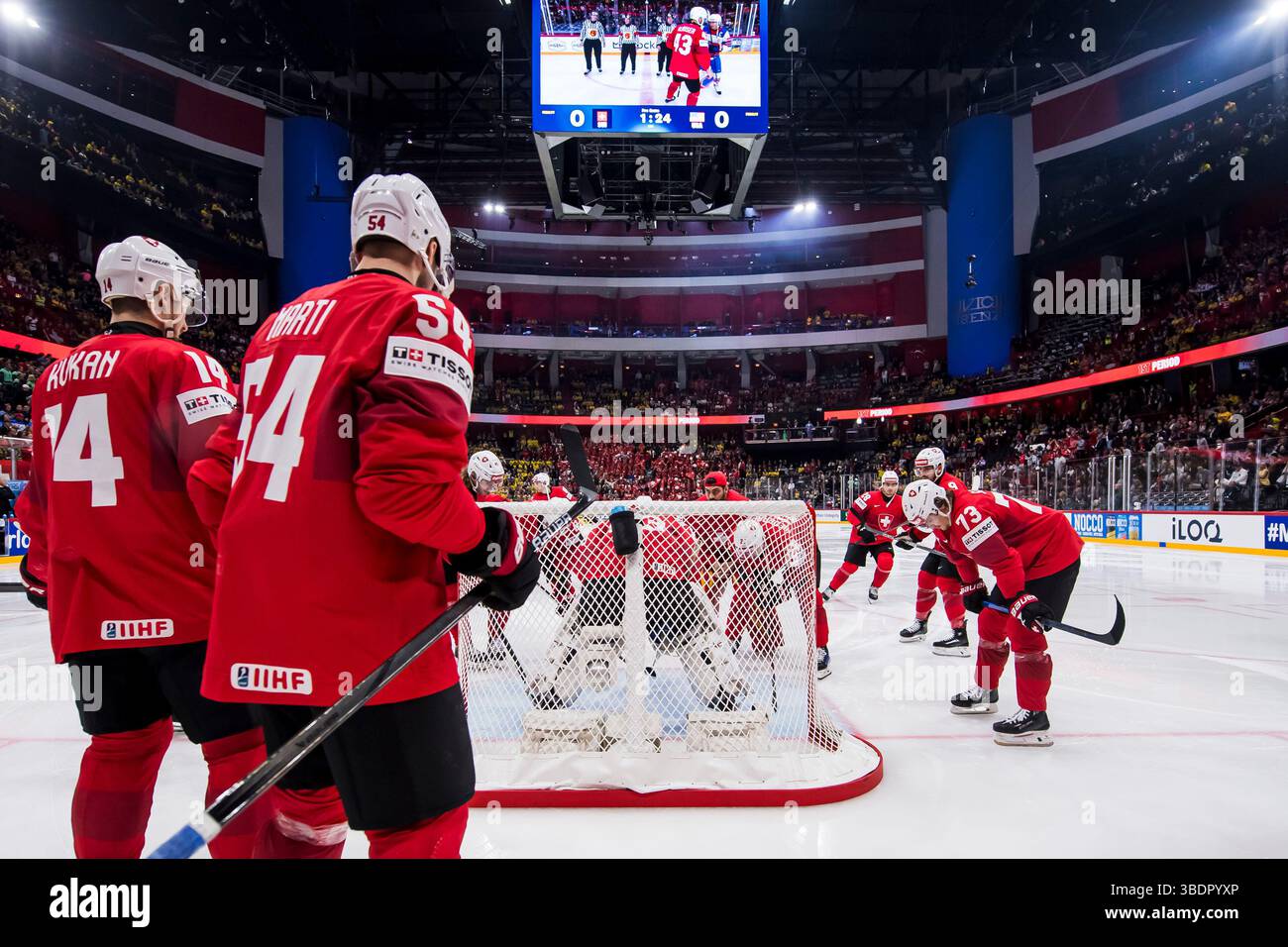 The players of, Switzerland. , . gather ahead of the 2025 IIHF Ice ...