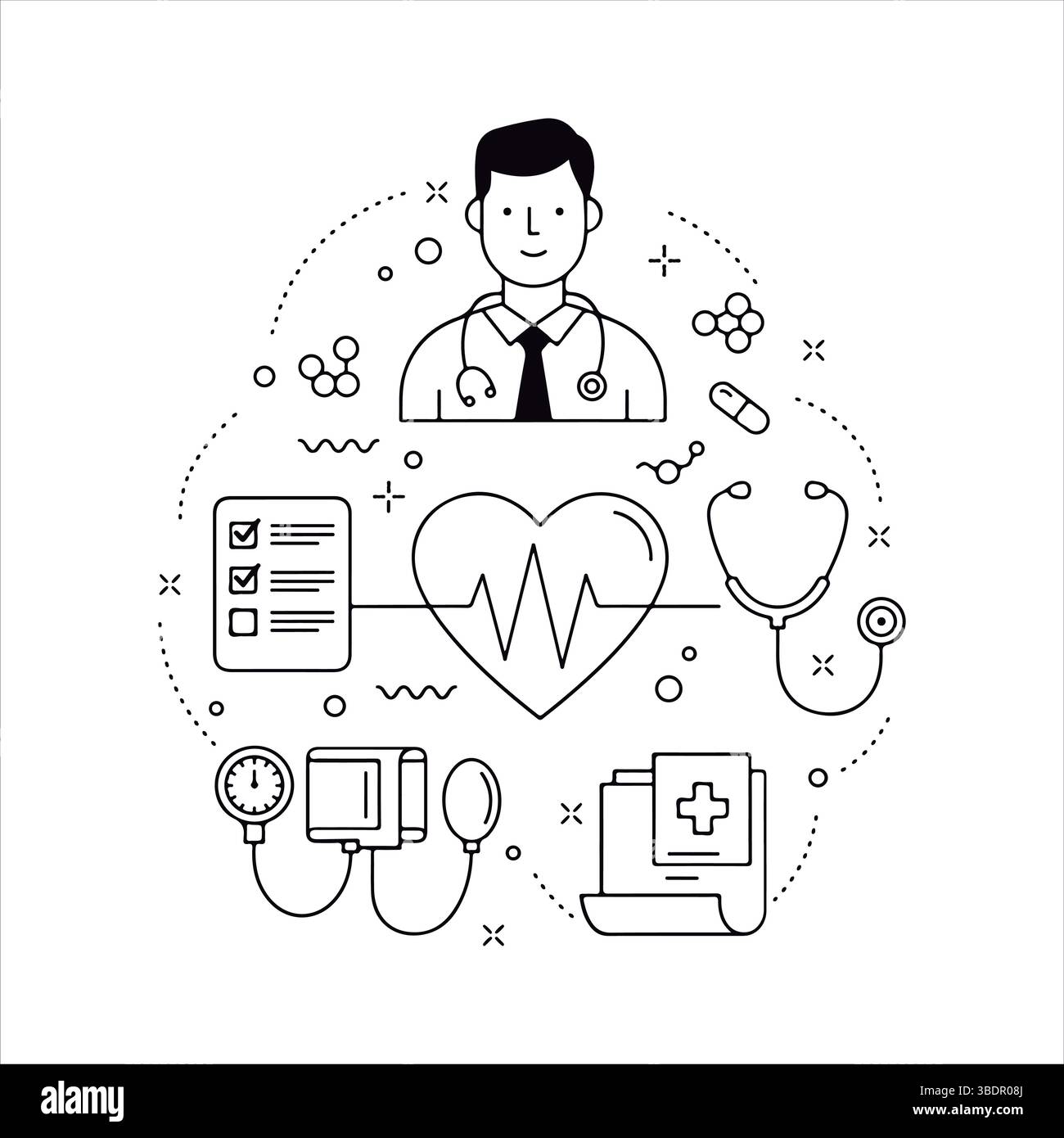 Line art healthcare symbols Black and White Stock Photos & Images - Alamy