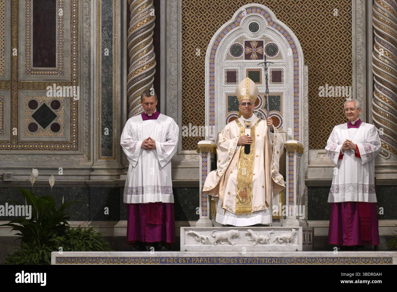 Rome, Italy. 25th May, 2025. Pope Leo celebrates Mass at the Basilica ...
