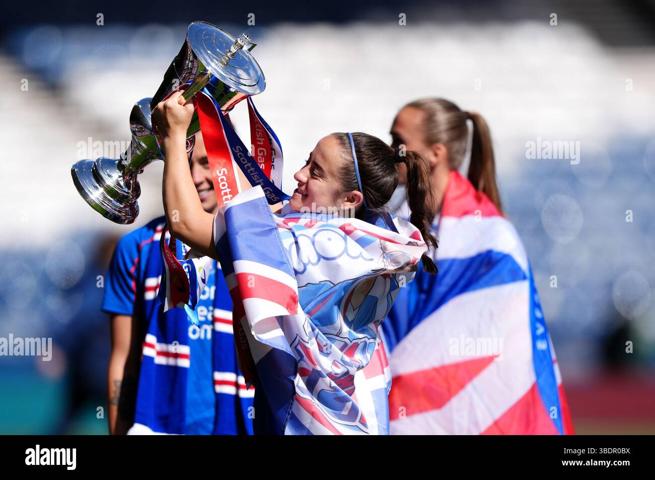 Rangers' Camille Lafaix with the trophy following the Scottish Gas ...