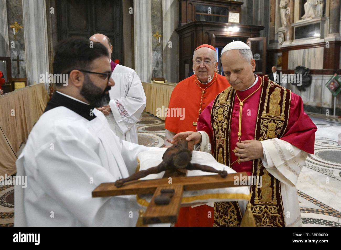 Rome, Italy. 25th May, 2025. Pope Leo XIV visits the Basilica of St. Mary Major (Santa Maria ...