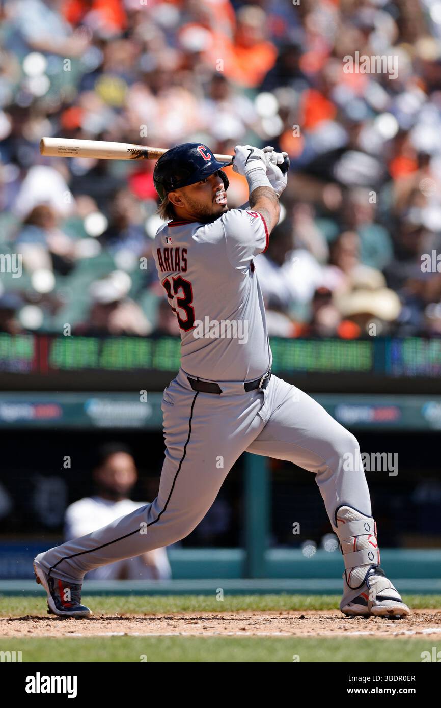DETROIT, MI - MAY 25: Cleveland Guardians shortstop Gabriel Arias #13 ...