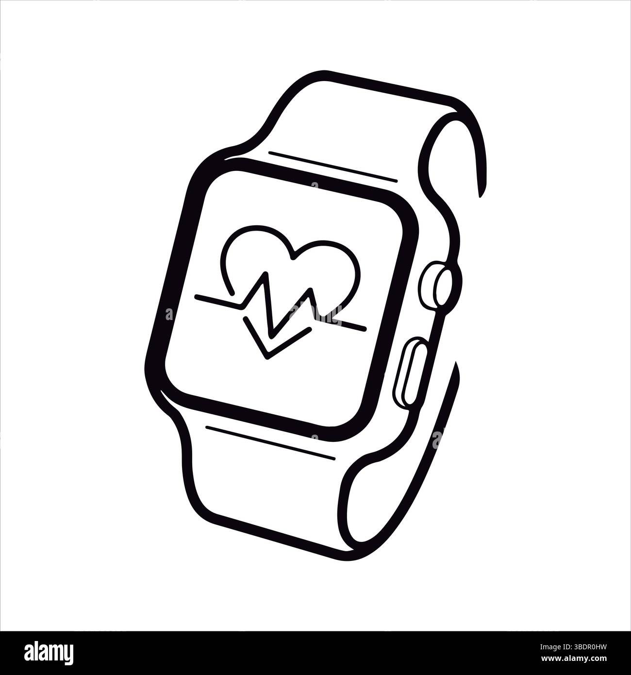 Line Art. Smartwatch for Health and Cardiology Tracking Stock Vector ...