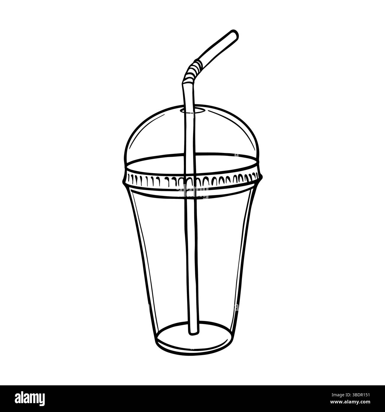 Empty Plastic cup with a straw for cold lemonade sketch. Cold drink to ...
