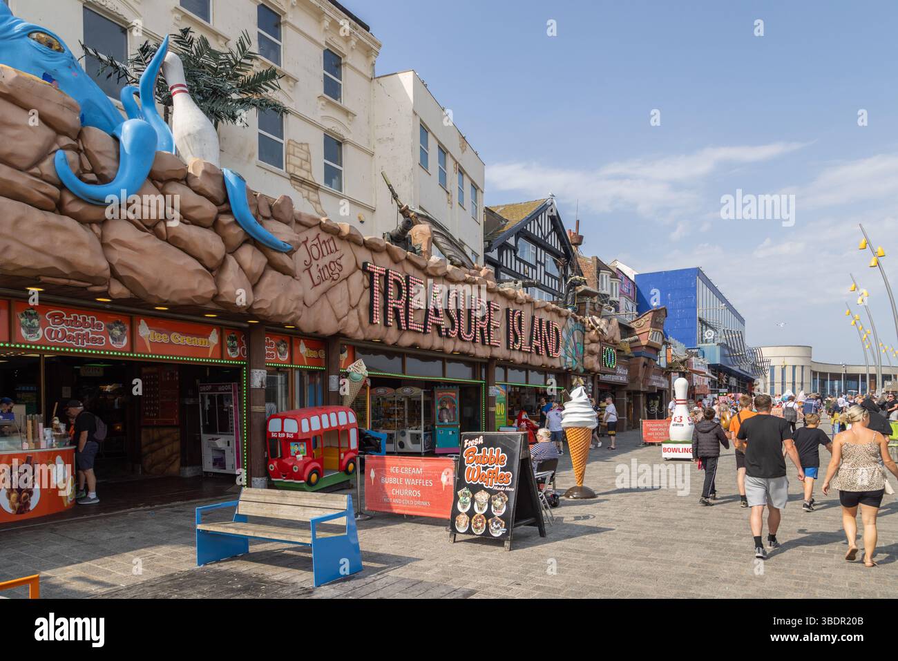 Treasure Island amusement arcade in Bridlington, with colourful signage ...
