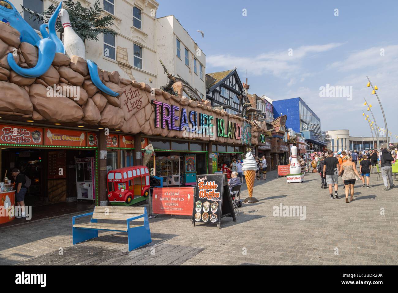 Treasure Island amusement arcade in Bridlington, with colourful signage ...