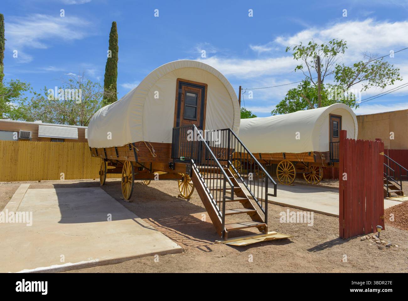Canvas covered wagon vacation hotel in downtown Tombstone, Arizona ...