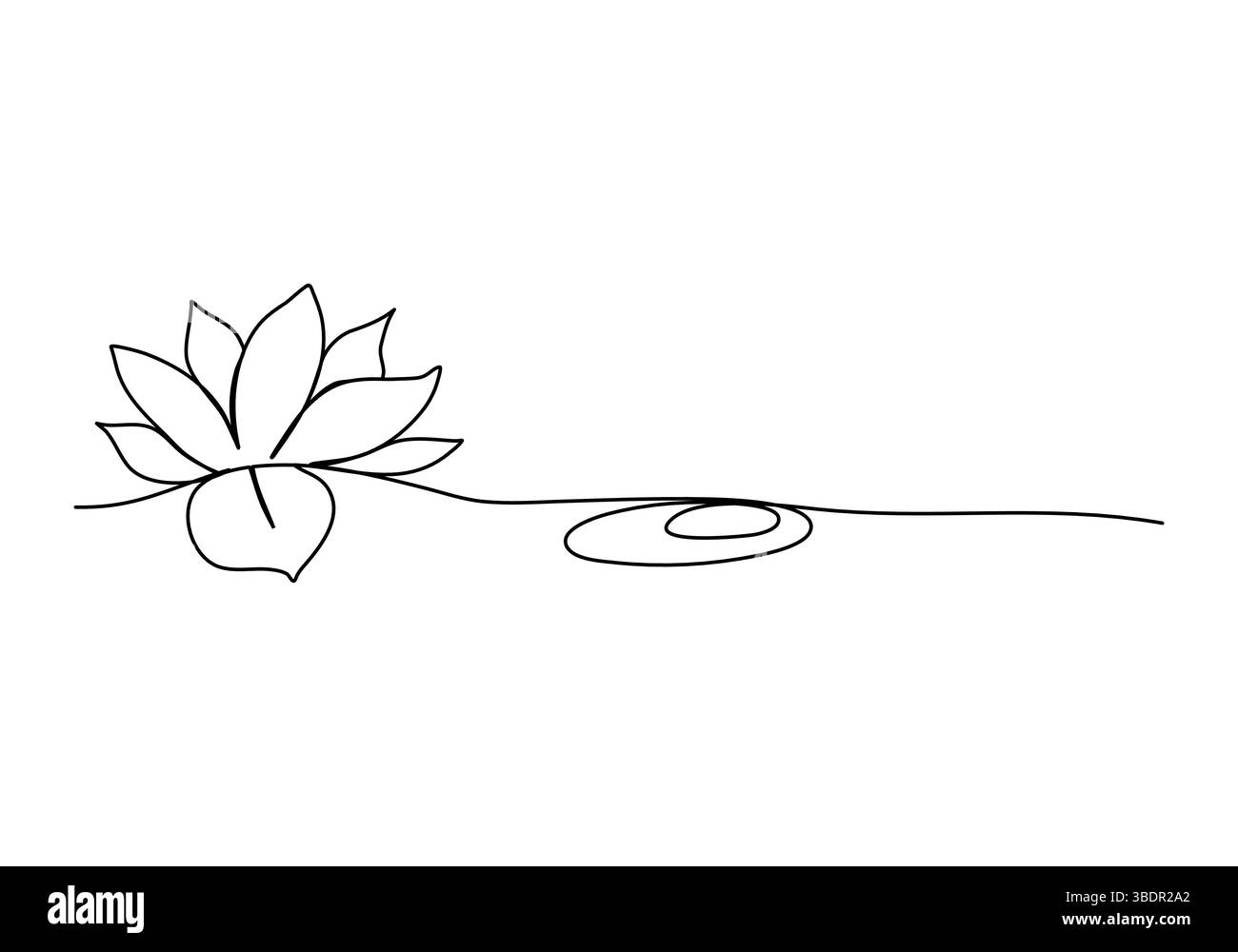 Lotus, water lily one line drawing vector illustration Stock Vector ...